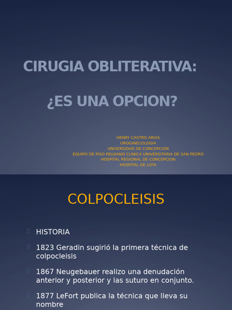 Colpocleisis de Le Fort: Opciones y Resultados | PDF | Enfermedades y ...