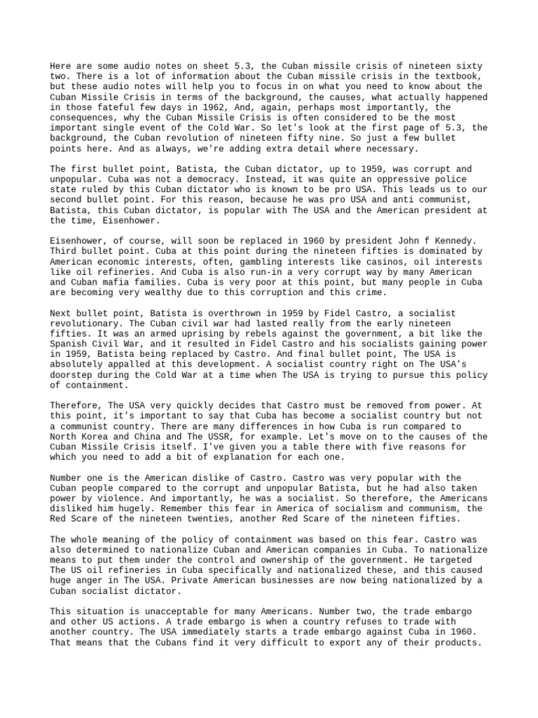 Cuban Missile Crisis Overview and Causes | PDF | Fidel Castro | Cuban ...