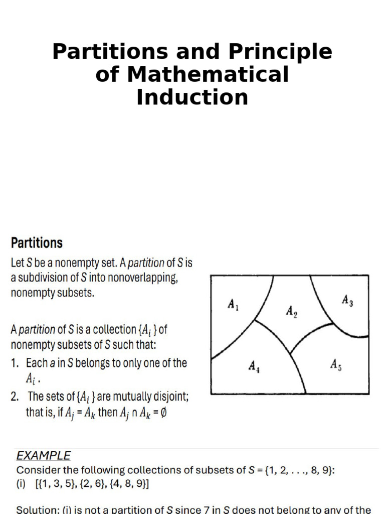 Partitions and Principle of Mathematical Induction | PDF