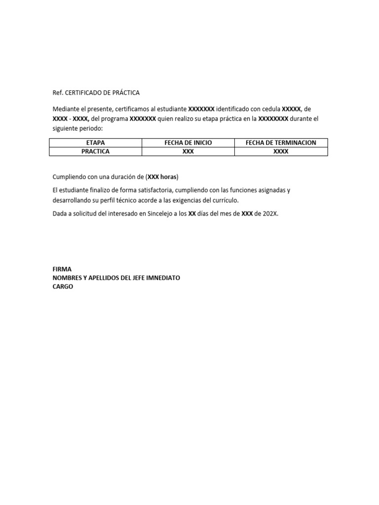 Certificado de Práctica Profesional | PDF
