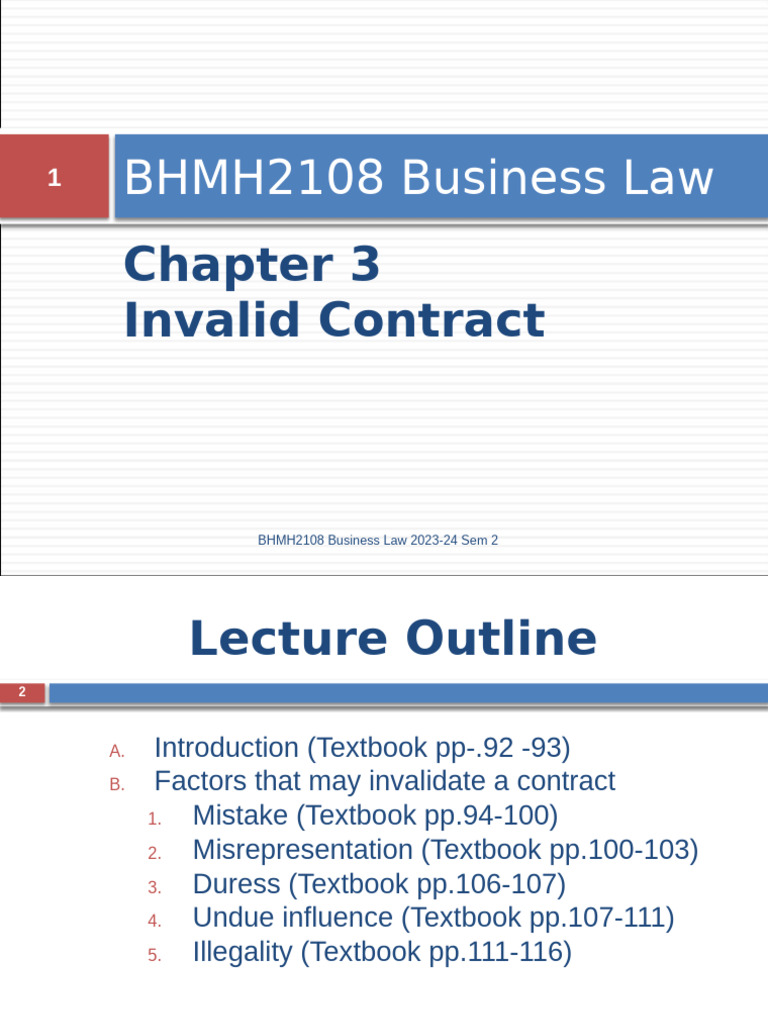 Chapter03_Invalid Contract | PDF | Misrepresentation | Private Law