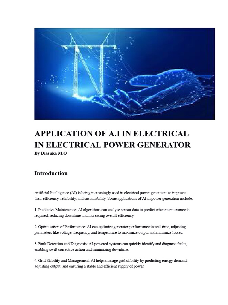 Application of A.I in Electrical Power Generator | PDF | Artificial ...