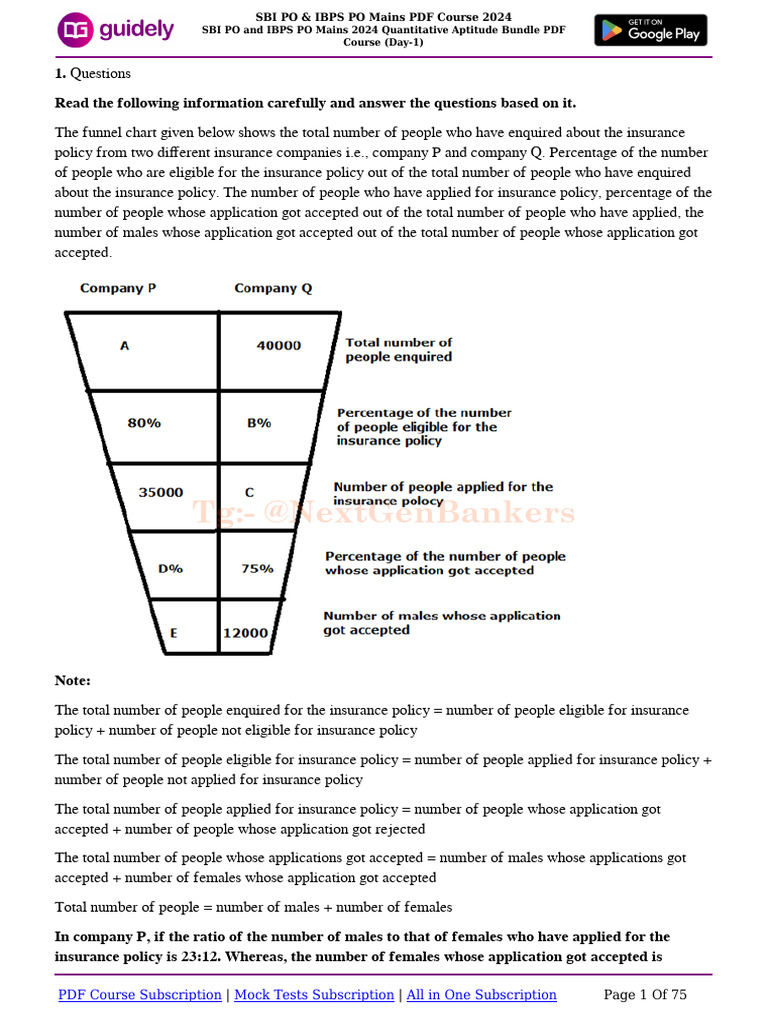 SBI PO - IBPS PO Mains Guidely Bundle 30 Days Quant | PDF | Profit ...