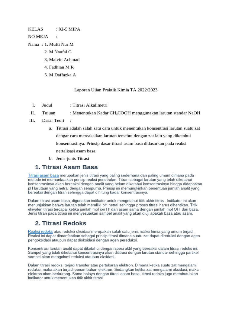 LK Titrasi UPRAK | PDF