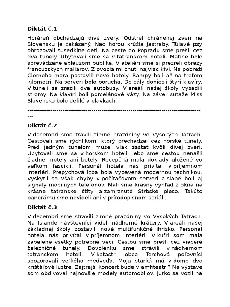 Diktáty Pre Žiakov - 8.Ročník-3.Diktát | PDF