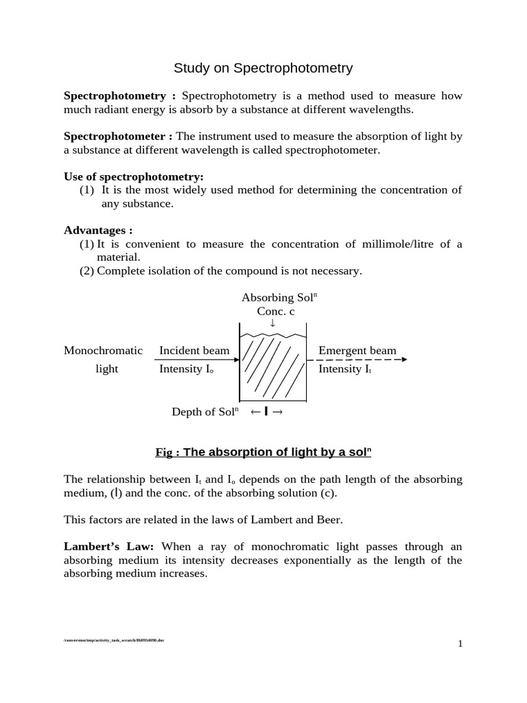 Spectrophotometry | PDF | Absorbance | Spectrophotometry