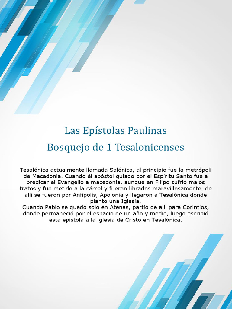 Bosquejo 1 y 2 Tesalonicenses Elias León | PDF | Oración | Pablo el apóstol