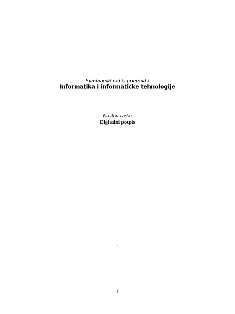 Seminarski Rad - Digitalni Potpis-Hr | PDF