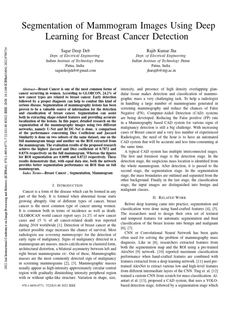 Segmentation of Mammogram Images Using Deep Learning For Breast Cancer ...