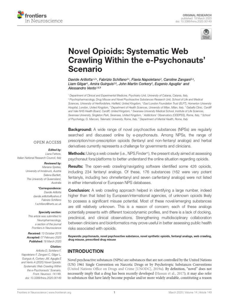 Novel_Opioids_Systematic_Web_Crawling_Wi | PDF | Opioid | Psychoactive Drugs