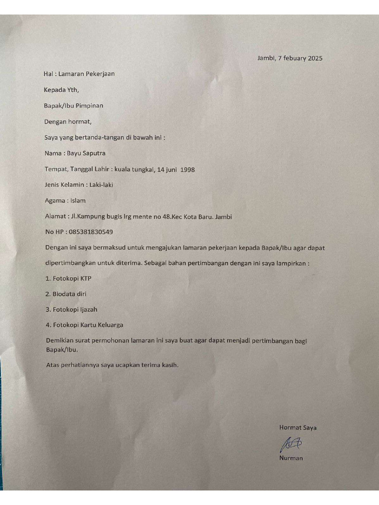 Berkas Lamaran | PDF