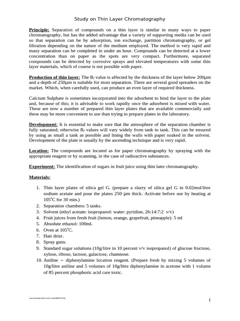 Thin Layer Chromatography | PDF | Thin Layer Chromatography | Chromatography