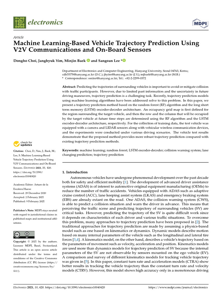 Machine Learning-Based Vehicle Trajectory Prediction Using V2V Communications and On-Board ...