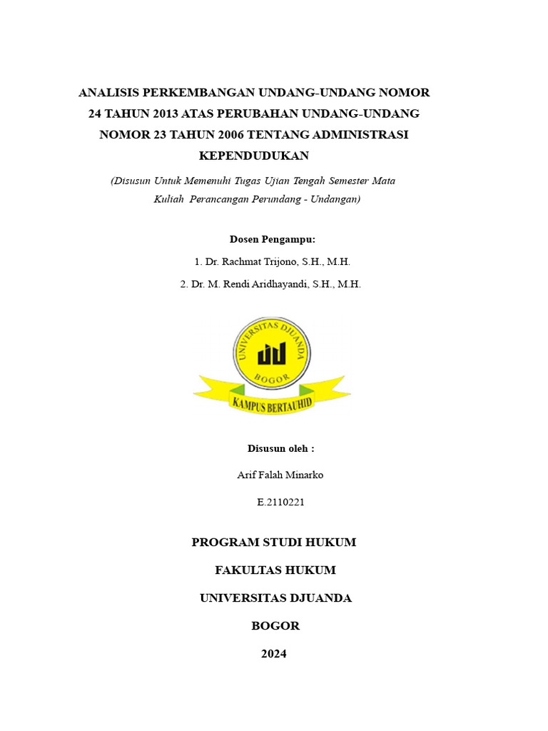 Arif Falah Minarko - E.2110221 - Tugas UTS Perancangan Perundang-Undangan Salinan | PDF