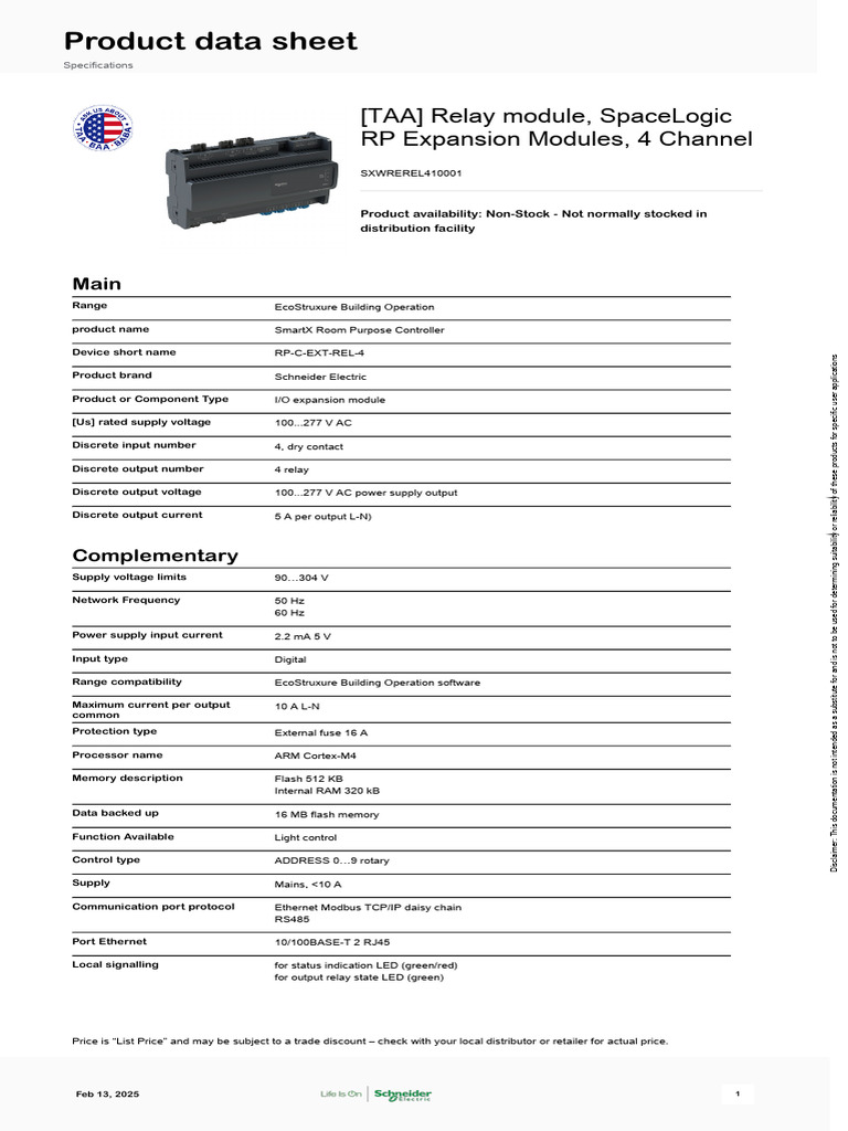 Schneider Electric - SpaceLogic-RP-Controller-Light-Blind-Modules - SXWREREL410001 | PDF | Power ...