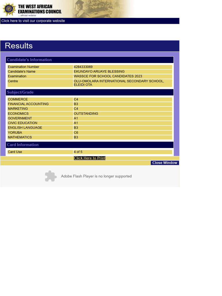 1WAECDIRECT ONLINE - RESULTS - Compressed | PDF