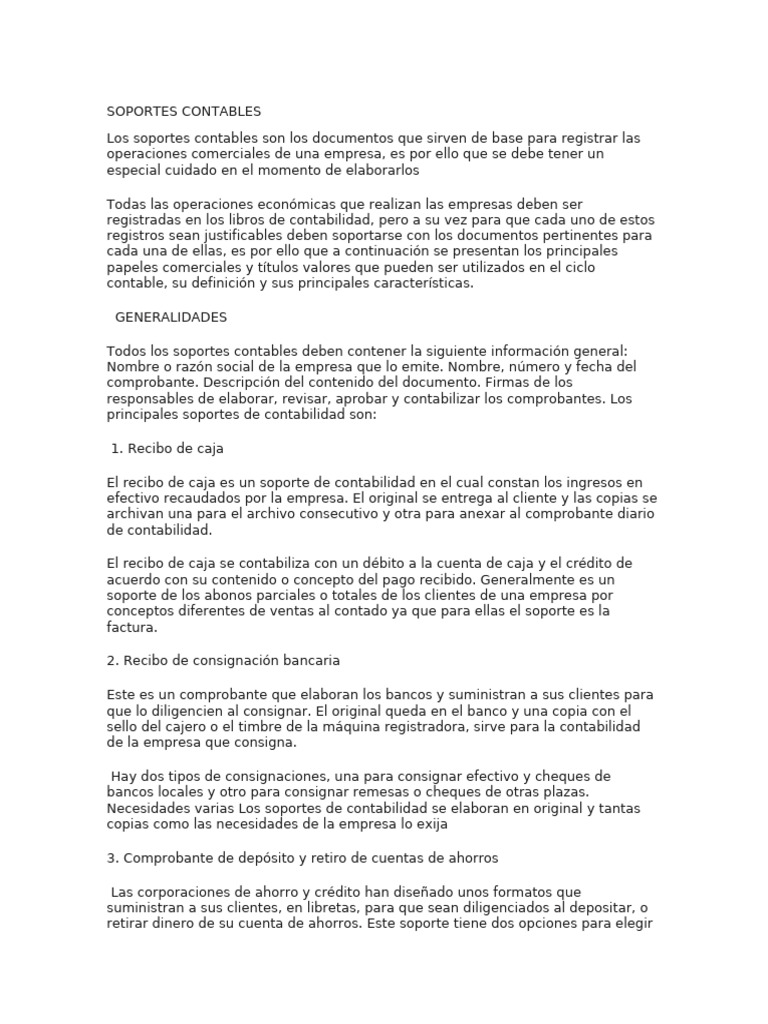 Soportes Contables | PDF | Contabilidad | Cheque