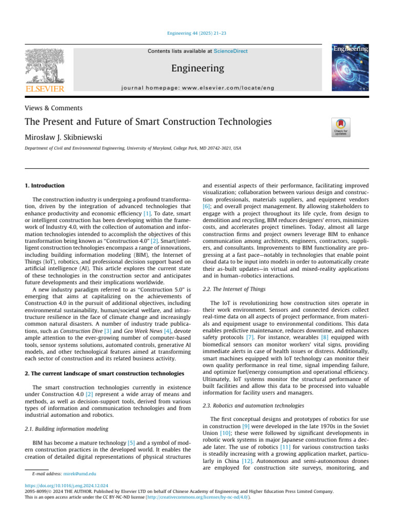 The Present and Future of Smart Construction Technologies | PDF ...