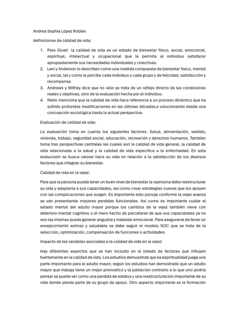 Geront p3 Lectura | PDF | Vejez | Calidad de vida
