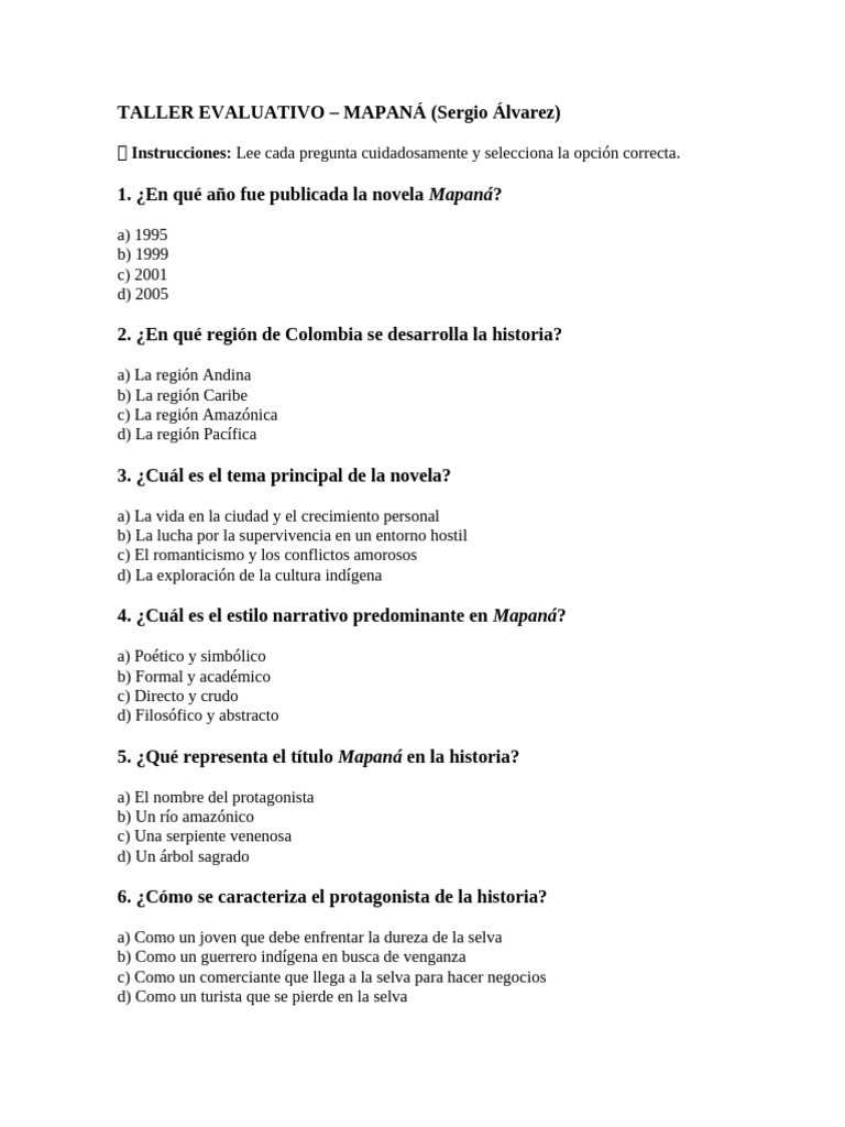 Evaluación de La Obra Mapaná Jero | PDF | Novelas | Colombia