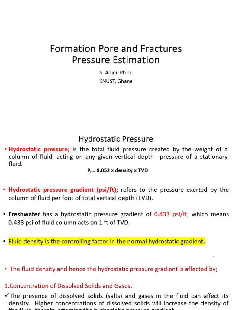 3 Formation Pore and Fractures Pressure Estimation | PDF | Pressure ...