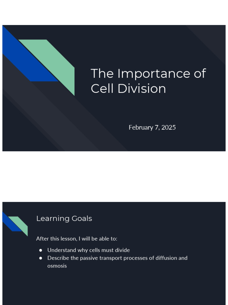 Lesson 4- The Importance of Cell Division | PDF | Reproduction | Osmosis
