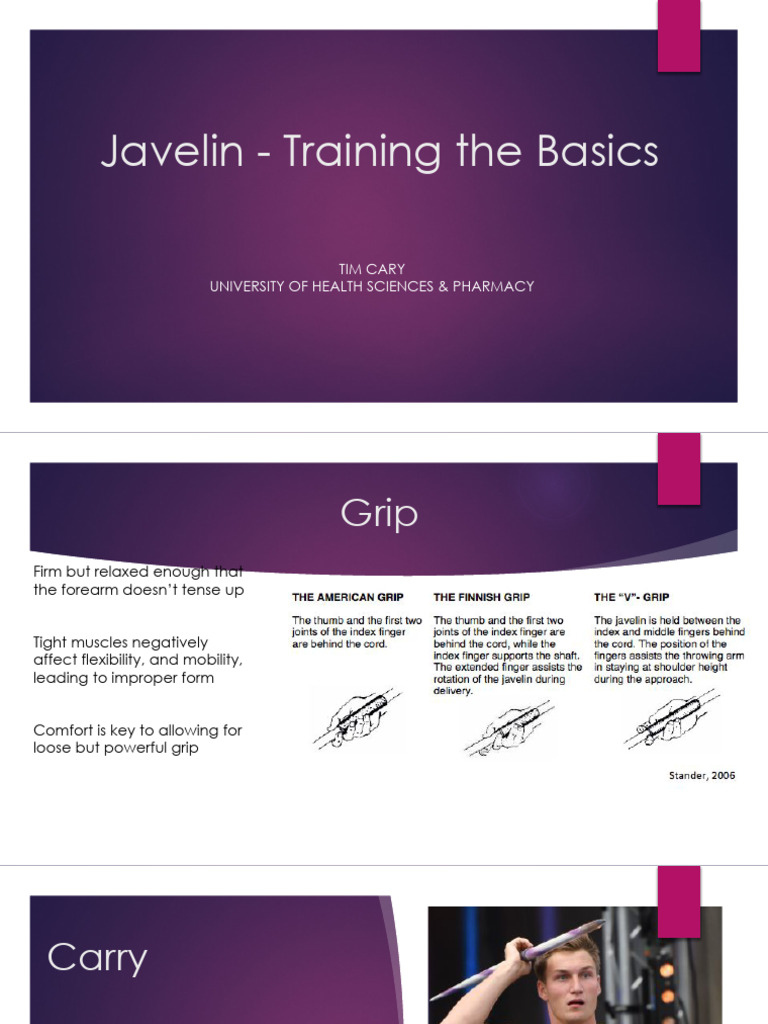 T.Cary - Javelin - Training the Basics.pptx | PDF | Shoulder | Hip