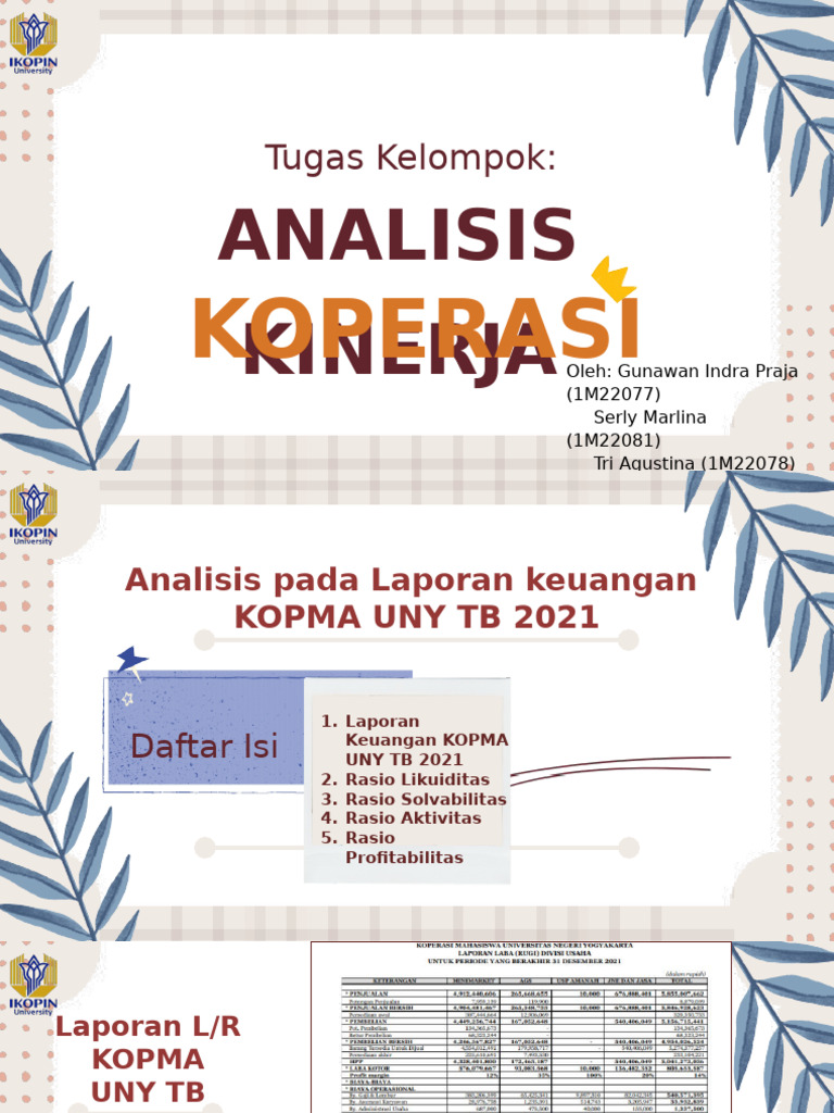 Tugas Analisis Kinerja Koperasi (Keuangan) | PDF