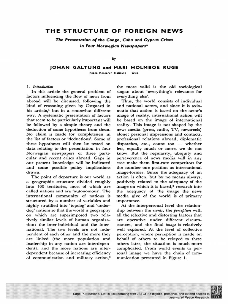 Galtung Ruge 1965 The Structure of Foreign News The Presentation of The ...