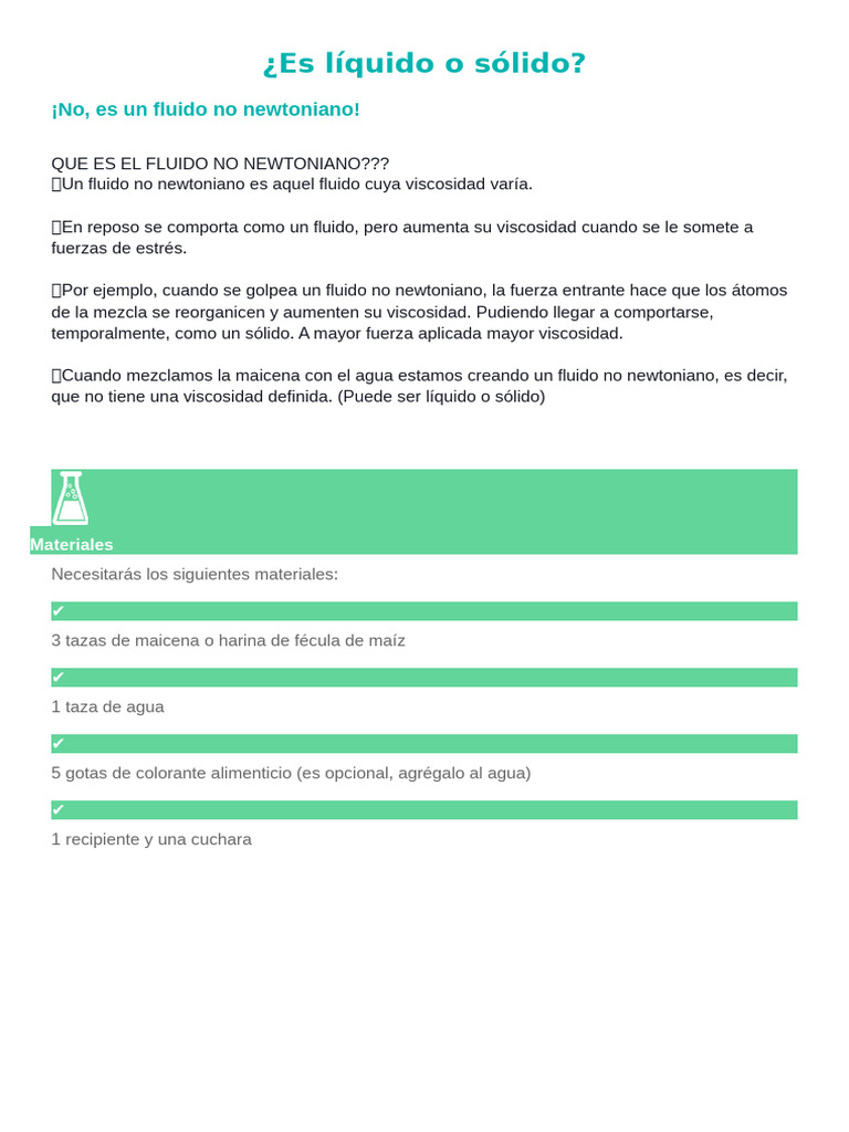 Fluido No Newtoniano: Experimento Casero | PDF