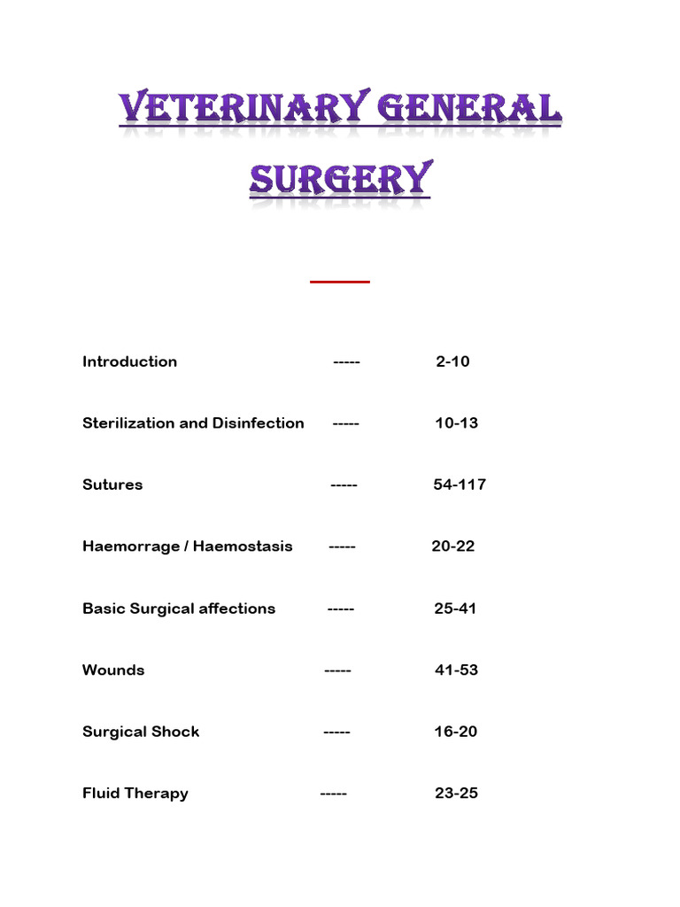 Veterinary Surgery Overview and Techniques | PDF | Shock (Circulatory ...