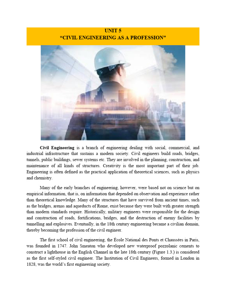UNIT 5 Civil Engineering As A Profession | PDF | Civil Engineering ...