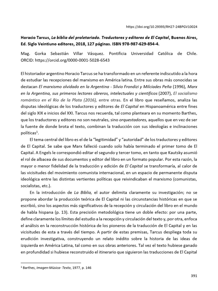 Horacio Tarcus La Biblia Del Proletariad | PDF | Comunismo | Karl Marx