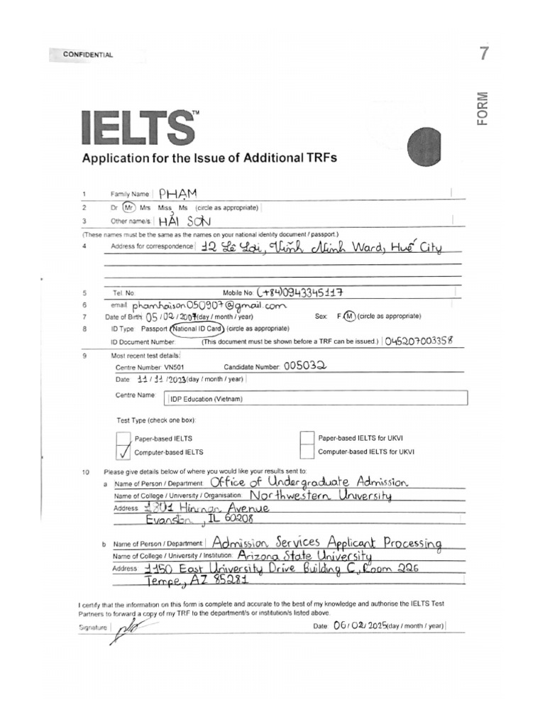 TRF Application | PDF