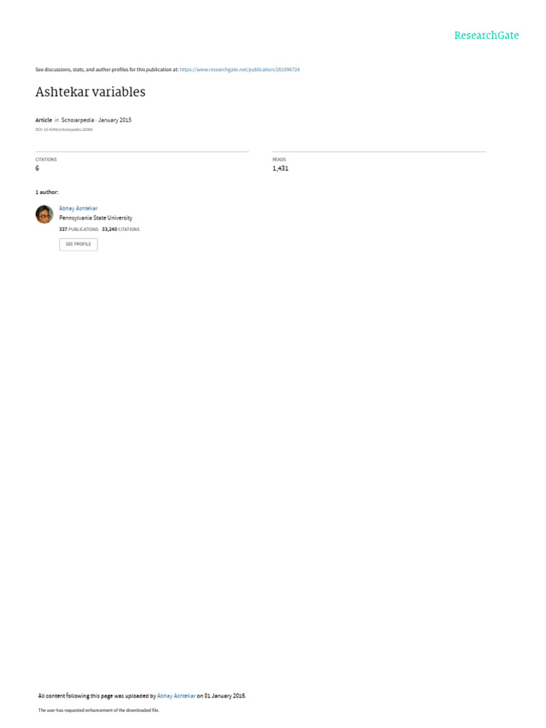 Ashtekar Loop Quantum Gravity | PDF | General Relativity | Gauge Theory