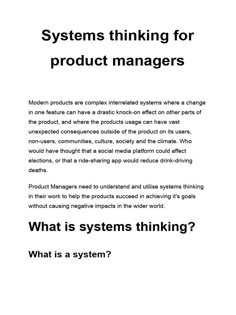 Systems Thinking For Product Managers | PDF | System | Systems Theory