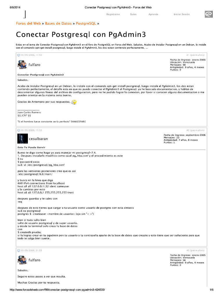 Conectar Postgresql Con PgAdmin3 | PDF