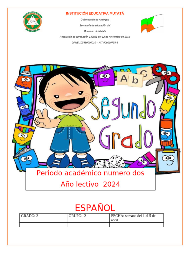 Actividades de Español para Grado 2 | PDF | Maestros | Palabra