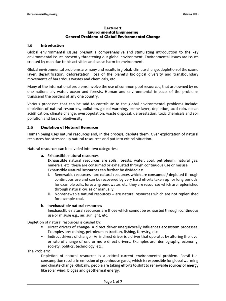 Lecture 2 - Environmental Issues - 17.10.2024 | PDF | Water Pollution ...