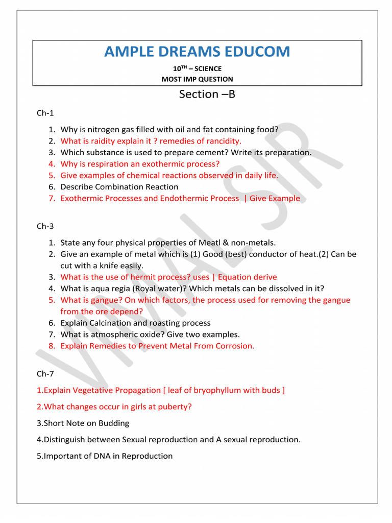 10 Eng Imp Science Sec-B.c.d | PDF