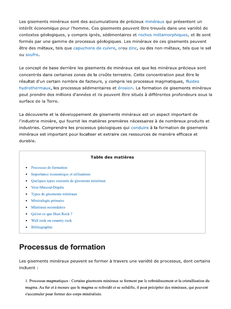 Gisements Minéraux | PDF