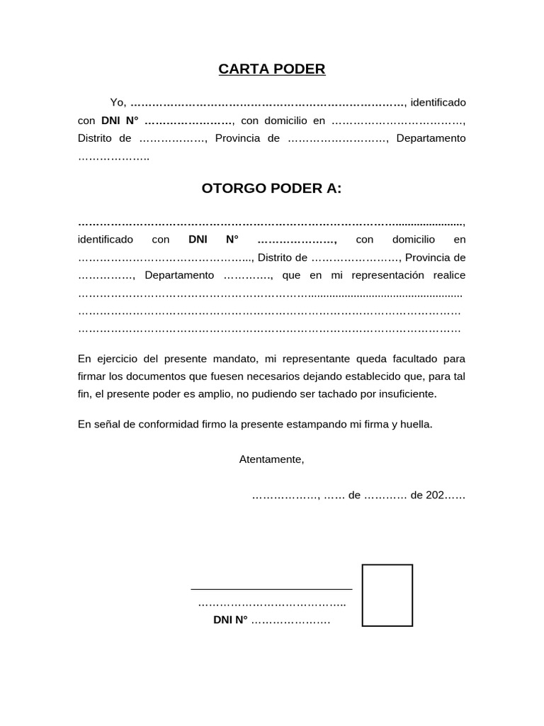 CARTA PODER Formato | PDF