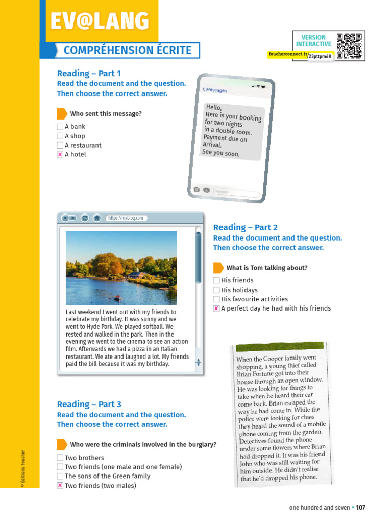 Evalang Reading Comprehension Exercises | PDF