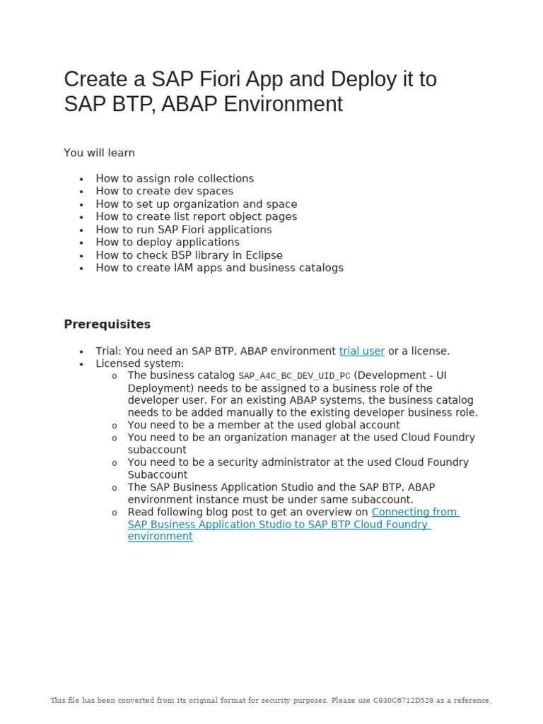Create A Sap Fiori App And Deploy It To Sap Btp Abap Environment Pdf Computing Platforms