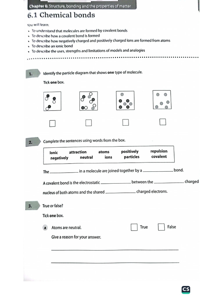 Chemistry Unit 6 Workbook | PDF