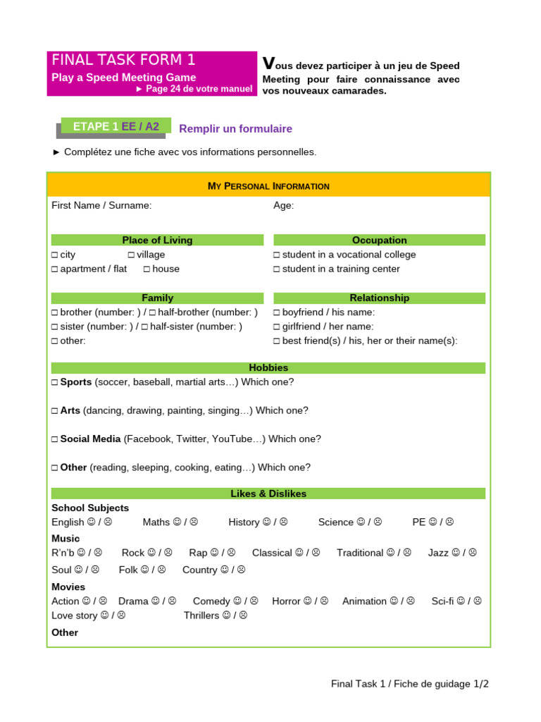 Final Task Form 1 Fichier | PDF | Entertainment | The Arts