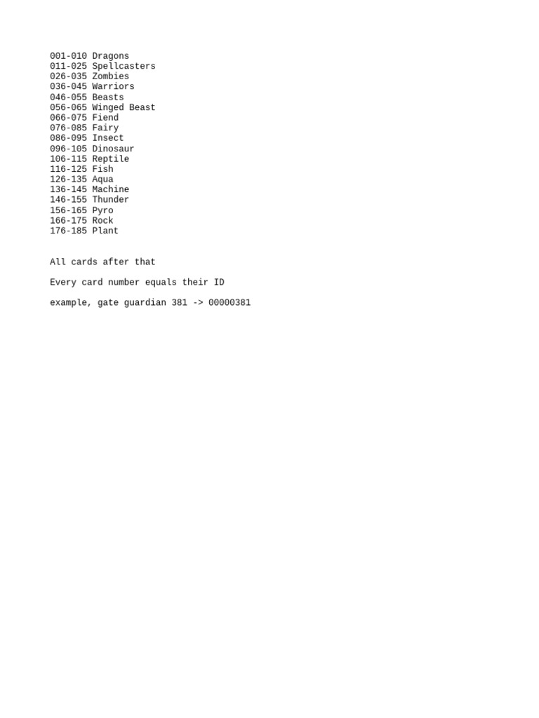 Card ID Reference Guide | PDF