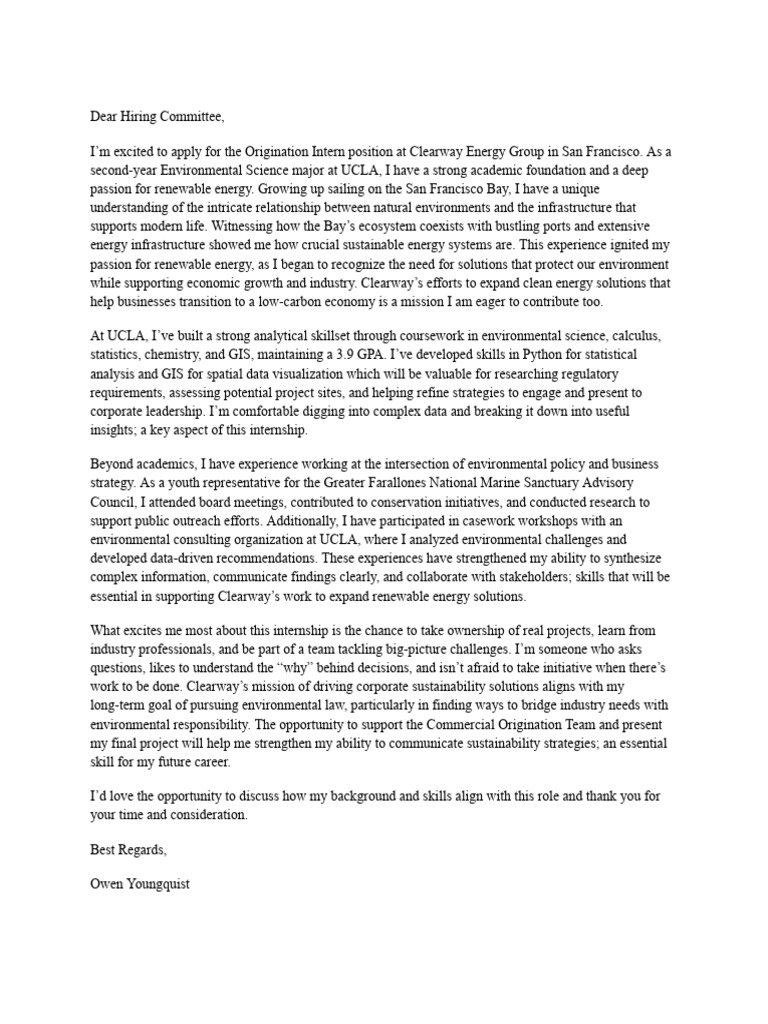 Clearway cover letter | PDF | Sustainability | Geographic Information ...