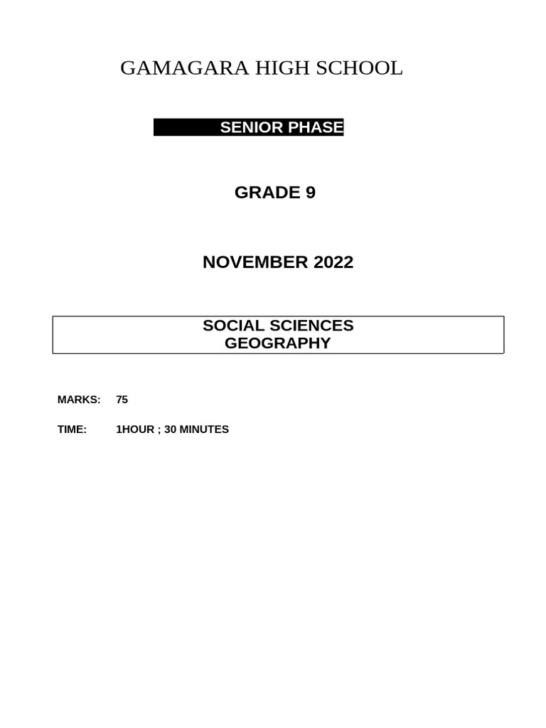 Grade 9 Geography Exam Paper 2022 | PDF | Agriculture | Erosion