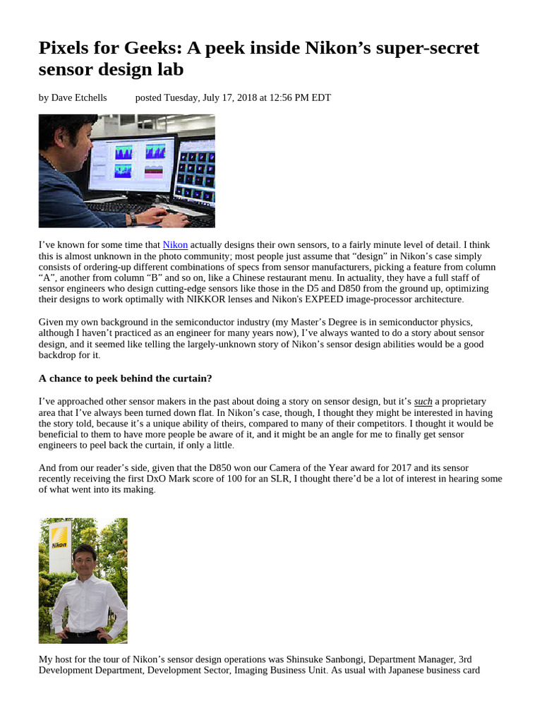 NIKON Sensor Design 2018 | PDF | Analog To Digital Converter | Camera Lens
